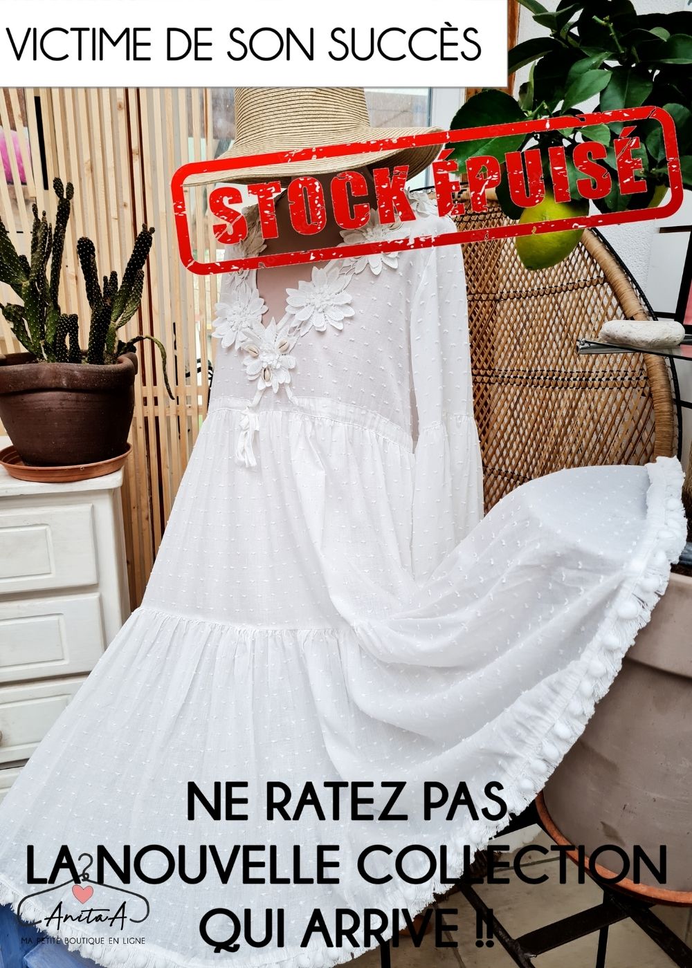 Robe blanche coton coquillage Yvoire - anitaa.fr